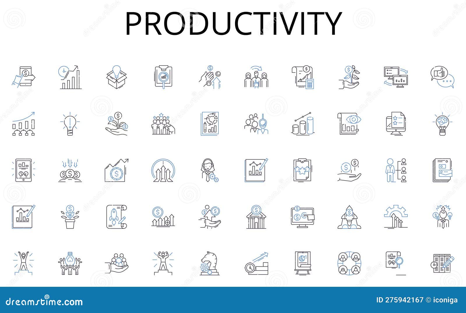 Productivity Line Icons Collection. Adept, Skilled, Competent ...