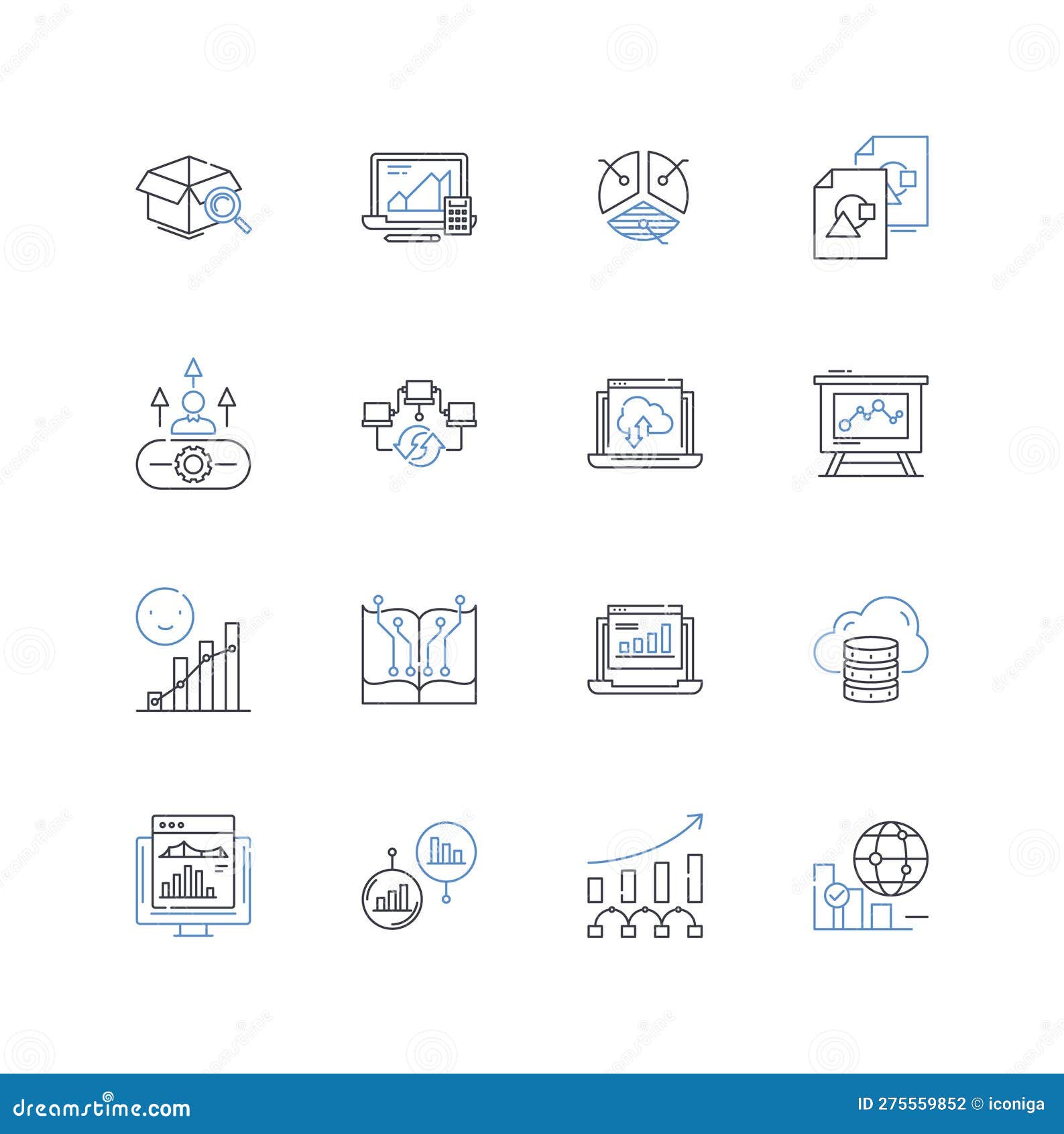 Productivity And Output Line Icons Collection Efficiency Workflow