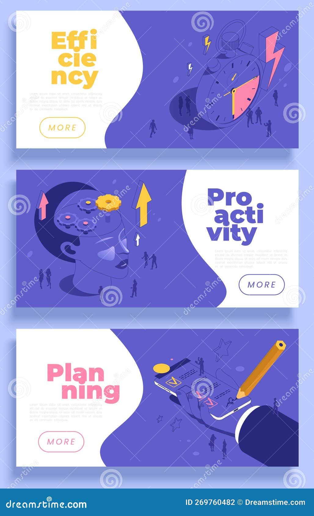 Productivity and Planning Banners Stock Illustration - Illustration of ...