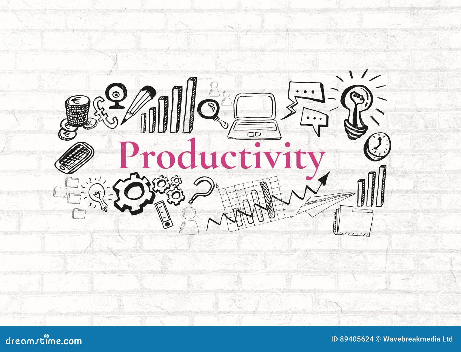 Productivity Text with Drawings Graphics Stock Illustration ...