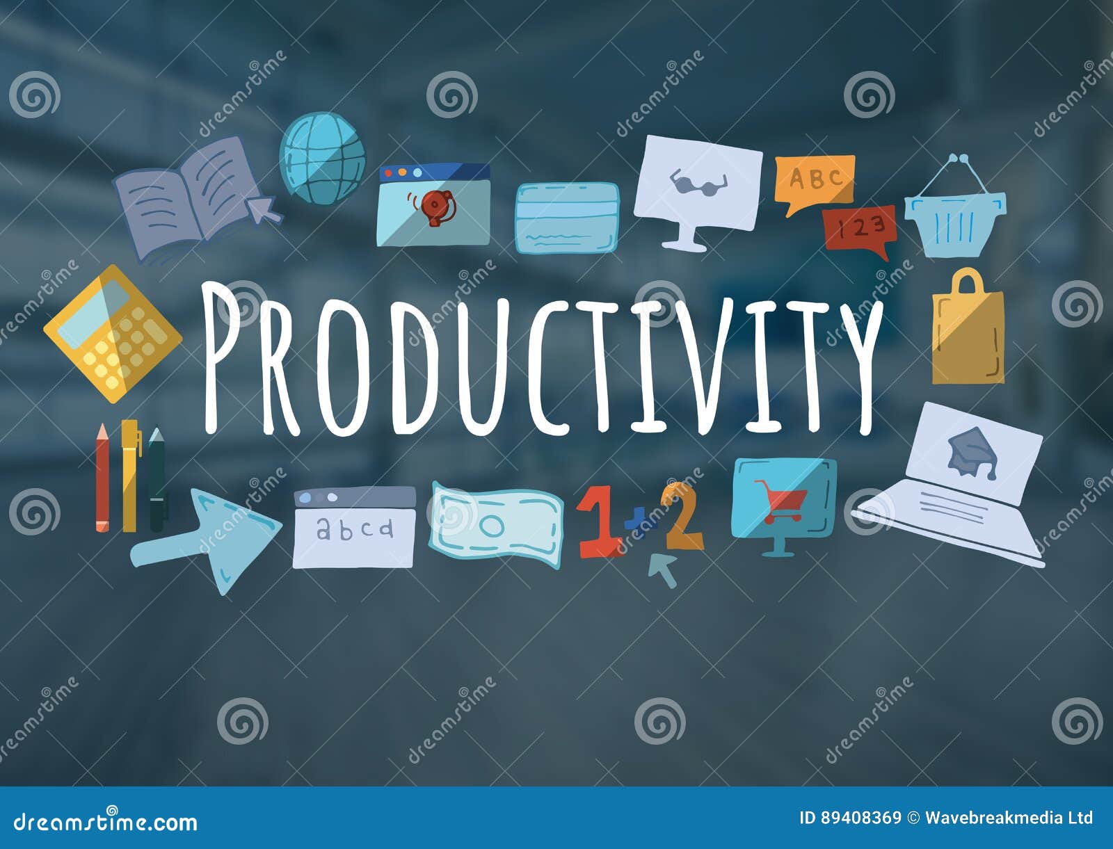 Productivity Text with Drawings Graphics Stock Illustration ...
