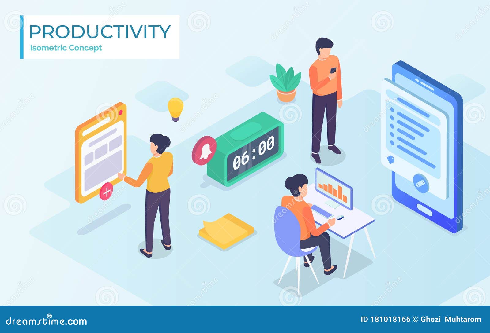 Productivity Tools Apps Online with Team People Working Together with ...