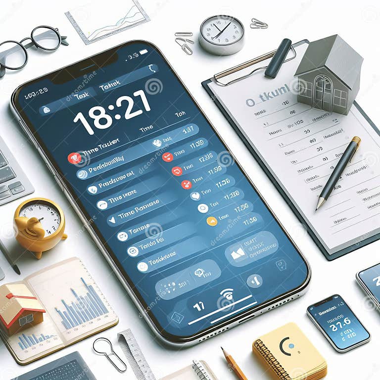 Productivity Tracking App Interface with Task List, Ti Stock Photo ...