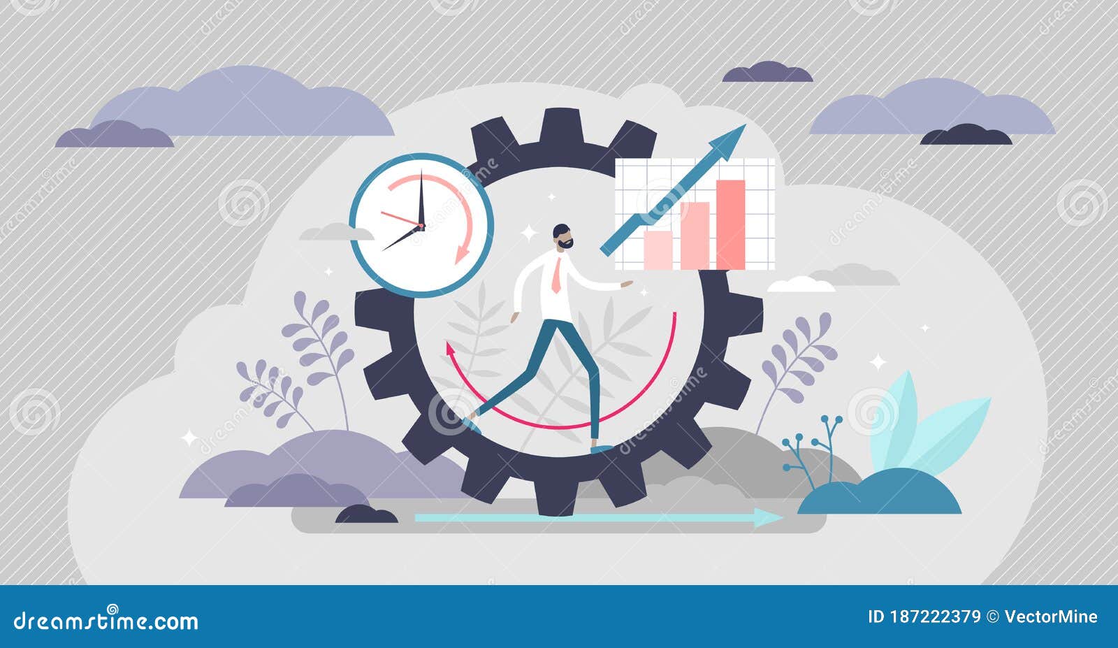 Productivity Vector Illustration. Job Performance Flat Tiny Persons ...