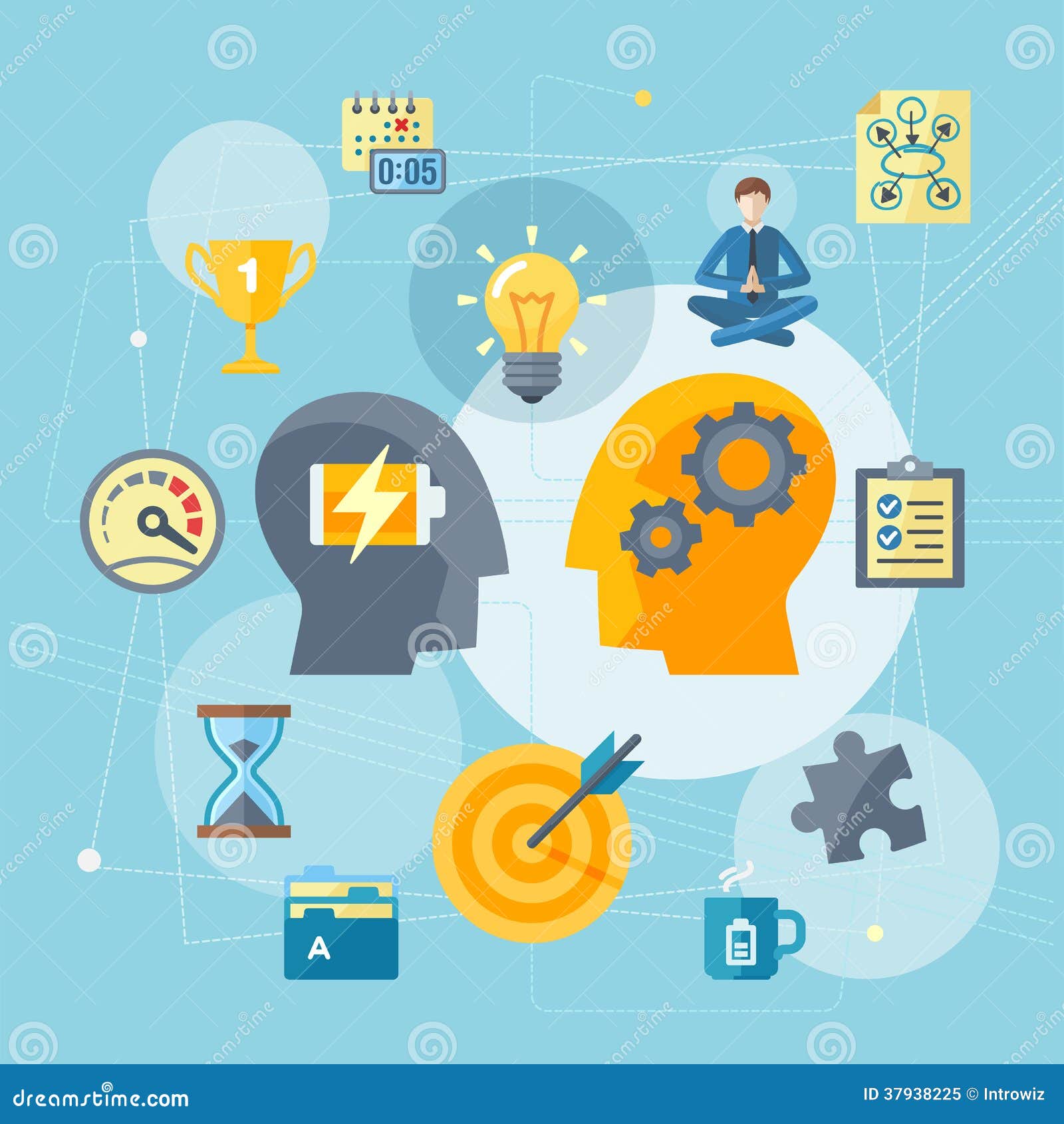 Productivity at Work Concept Stock Illustration - Illustration of list ...