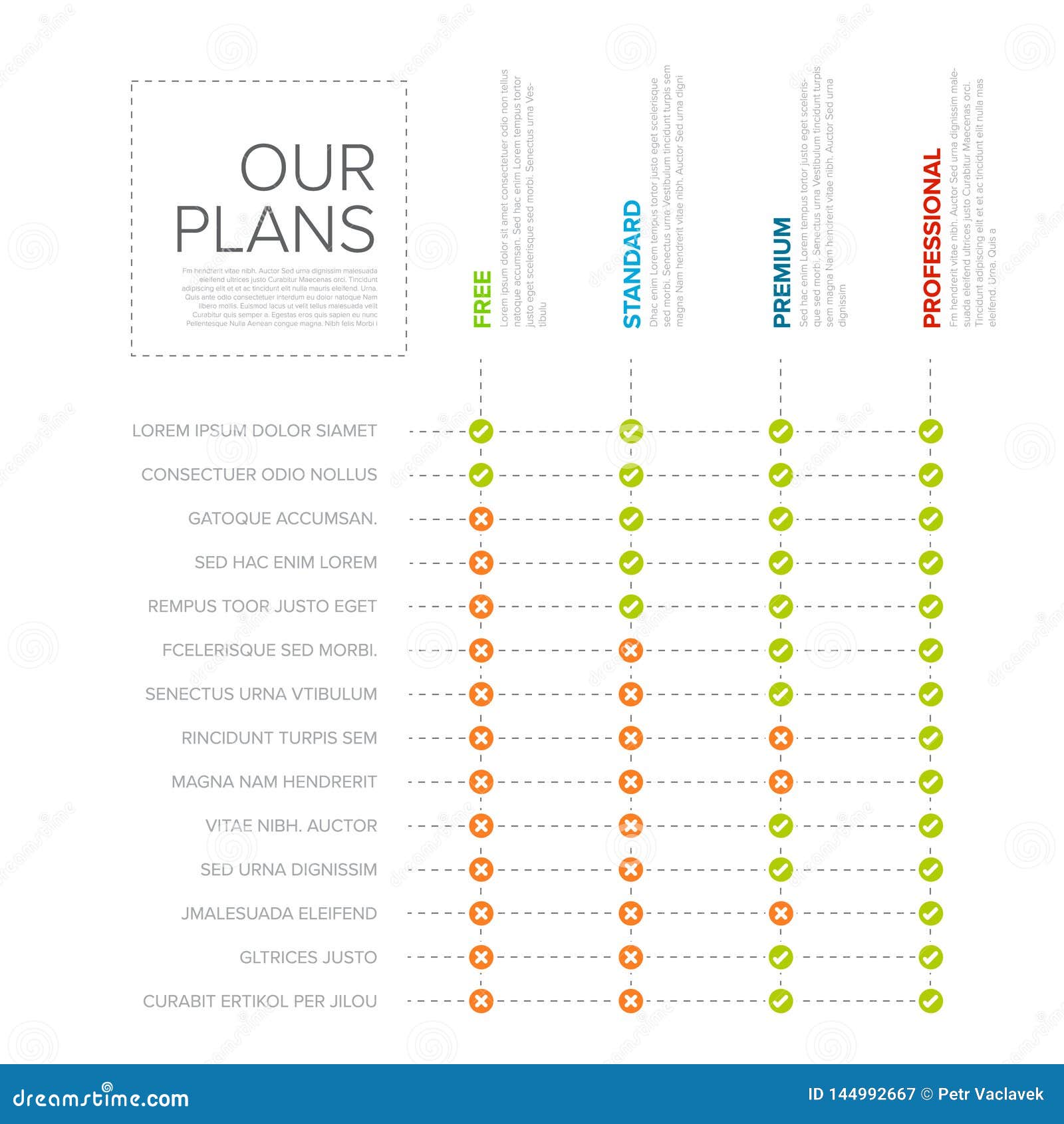 Products Feature List Table Stock Vector - Illustration of business ...