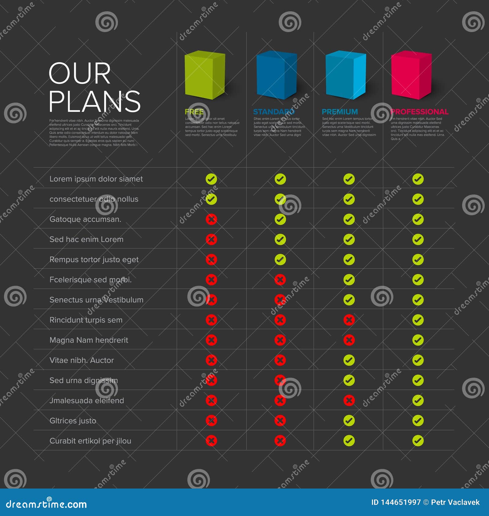 Products Features List Table Stock Vector - Illustration of list ...