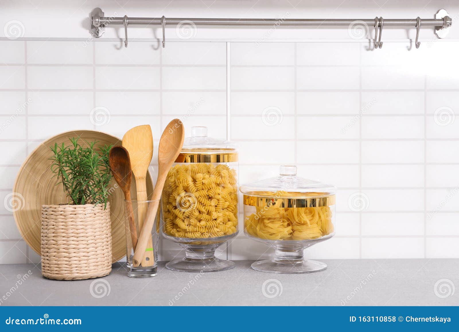 Products and Modern Kitchen Utensils Stock Photo - Image of container ...