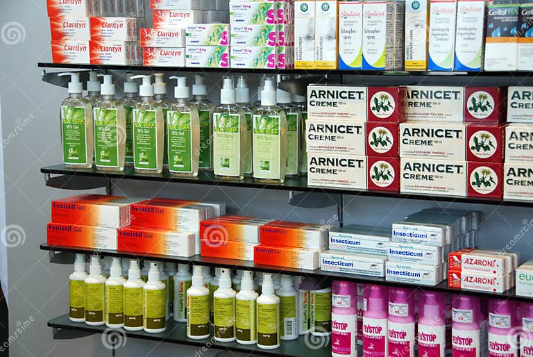Products in Pharmacy editorial photo. Image of shelf - 17304111