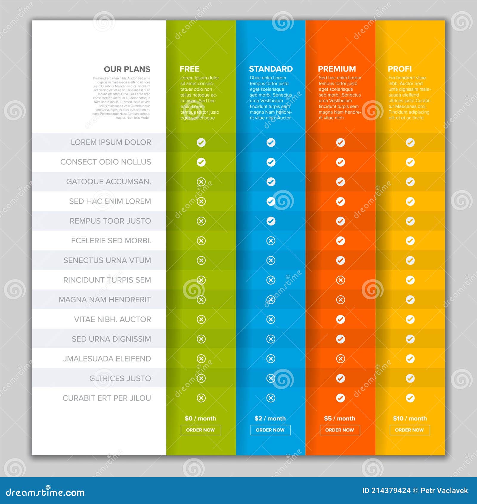 Products Versions Feature And Price List Table Vector Illustration ... Products Versions Feature And Price List Table Vector Illustration ...