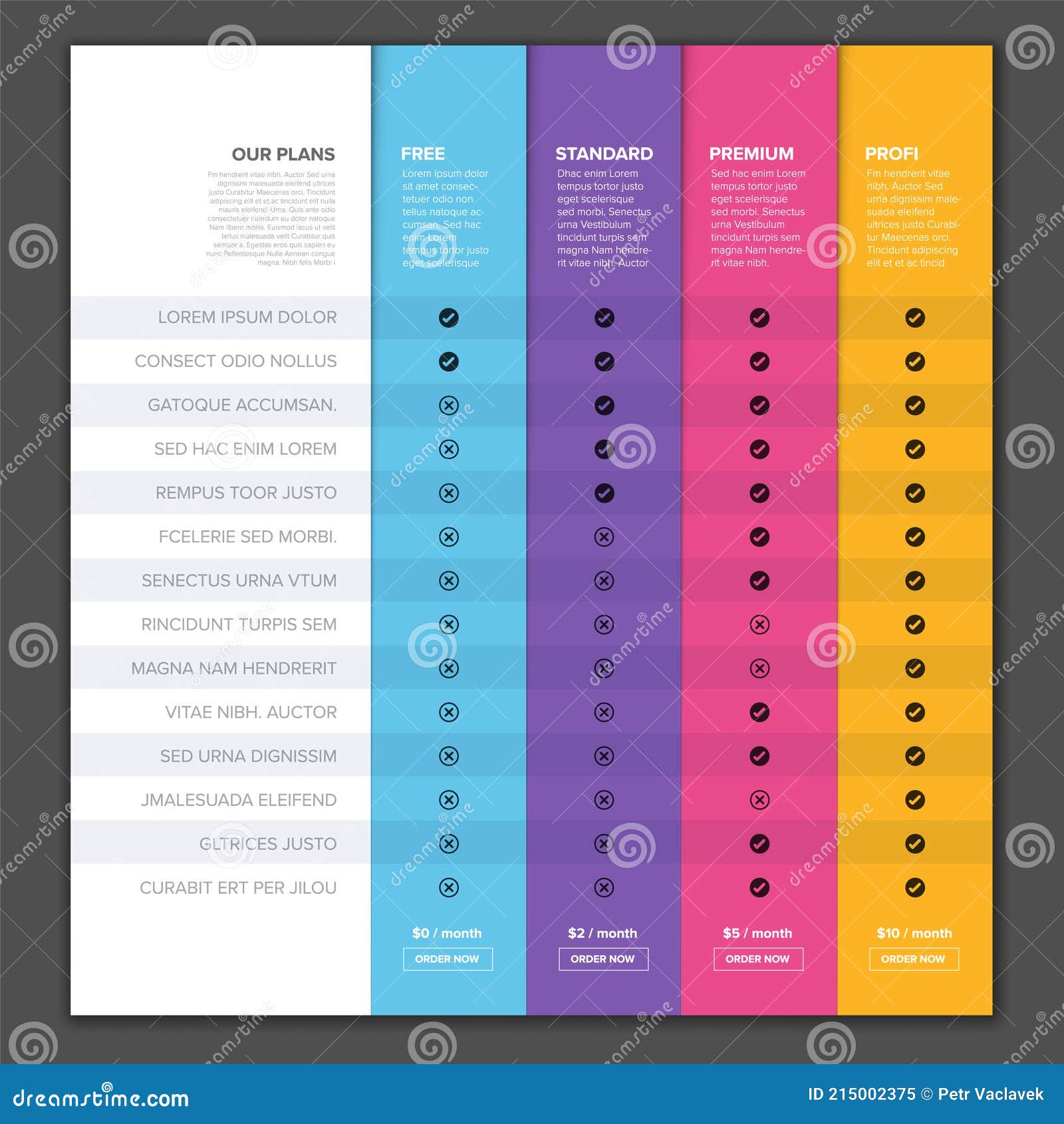Products Versions Feature And Price List Table Cartoon Vector ... Products Versions Feature And Price List Table Cartoon Vector ...