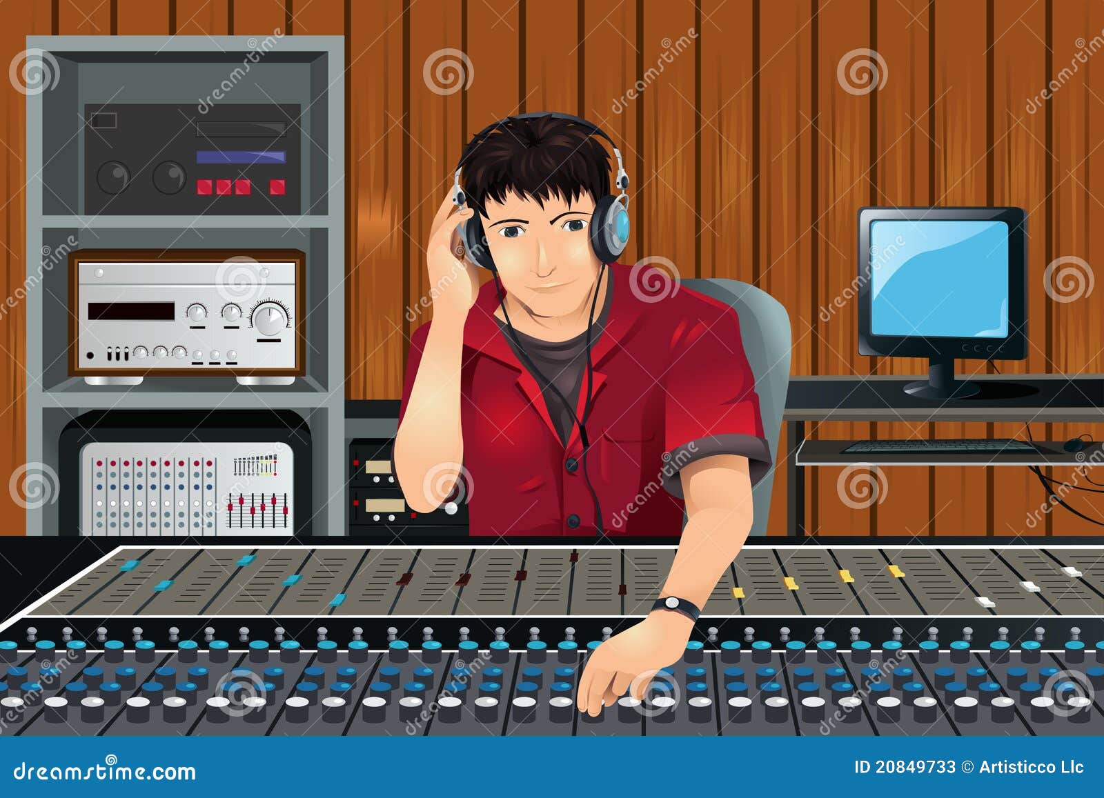 Produtor Da Música No Estúdio Ilustração do Vetor - Ilustração de povos ...