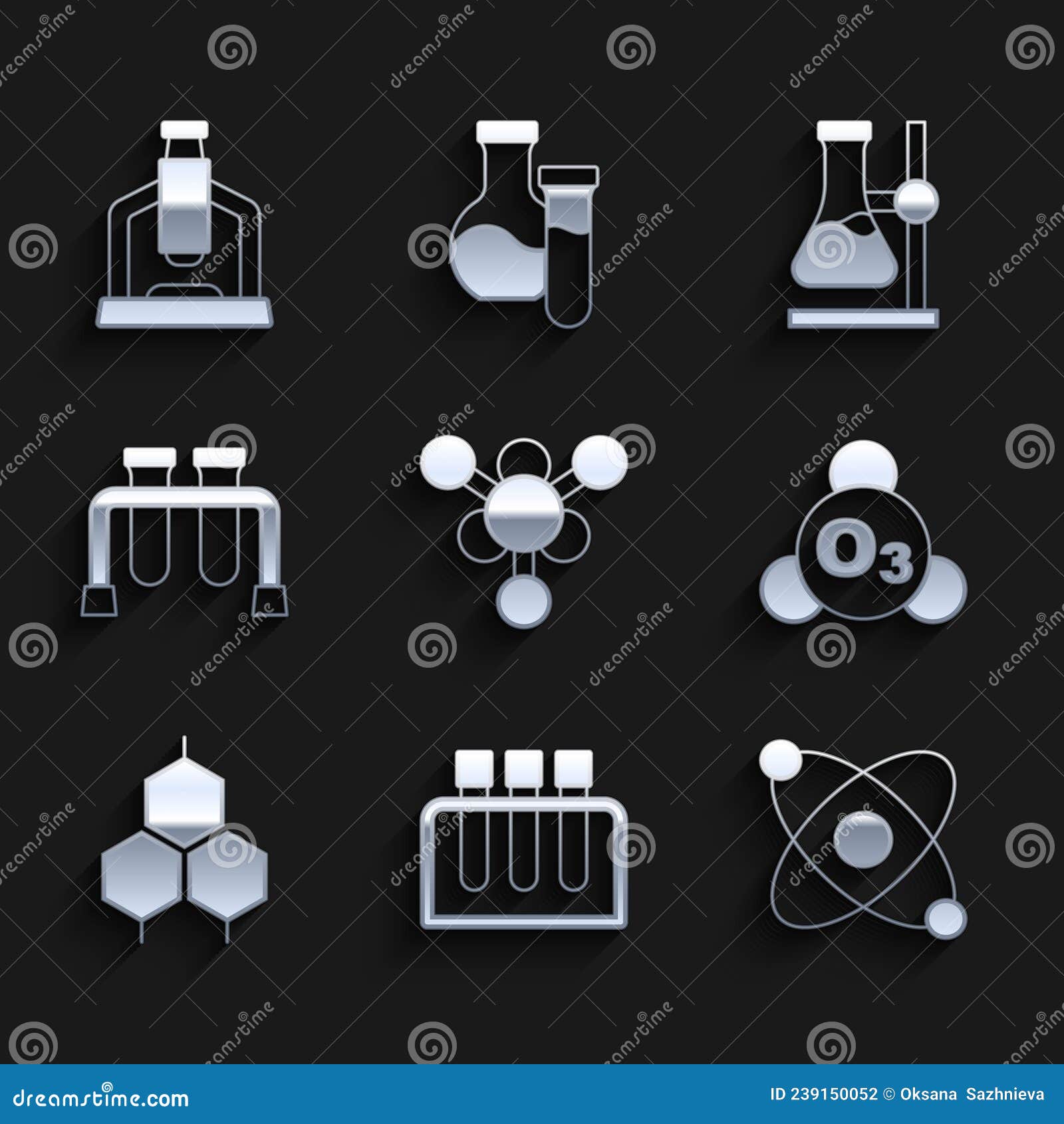 Proefbuis Met Atom Ozon-chemische Formule, Kolfstand En ...