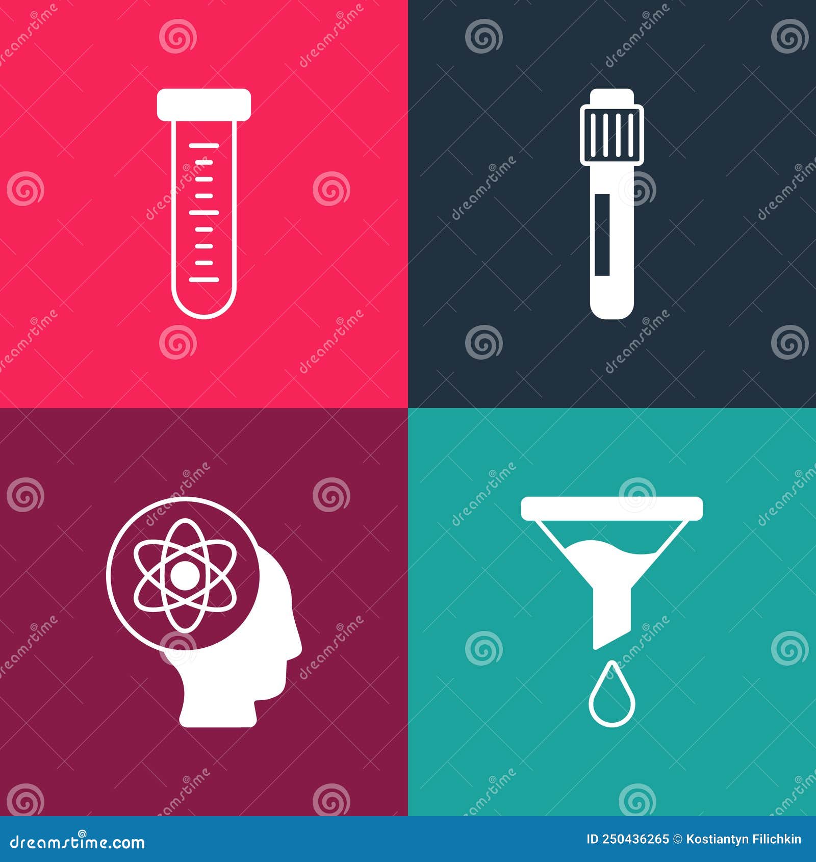 Proefbuis Met Pop-art Trechter of Filter En Pictogram. Vector Vector ...