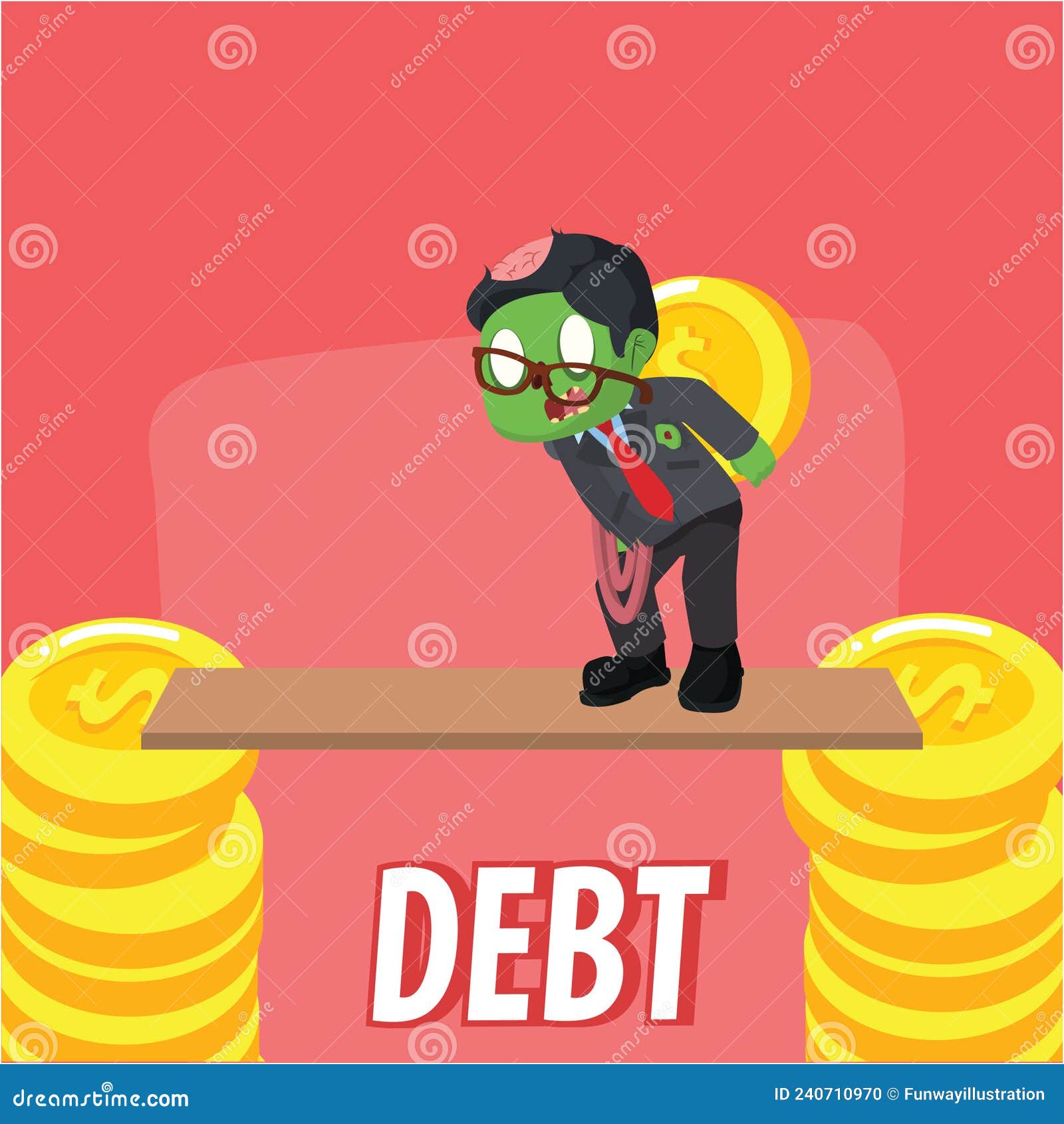 Profesion Zombie Character Cute Cartoon Vector Illustration 240711524