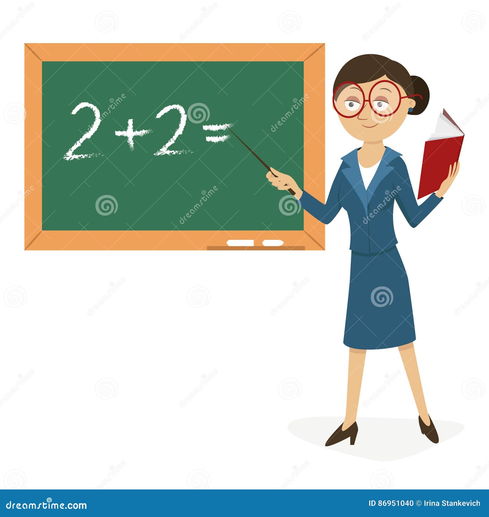 Professeur Au Tableau Noir Avec Un Manuel Illustration Stock ...