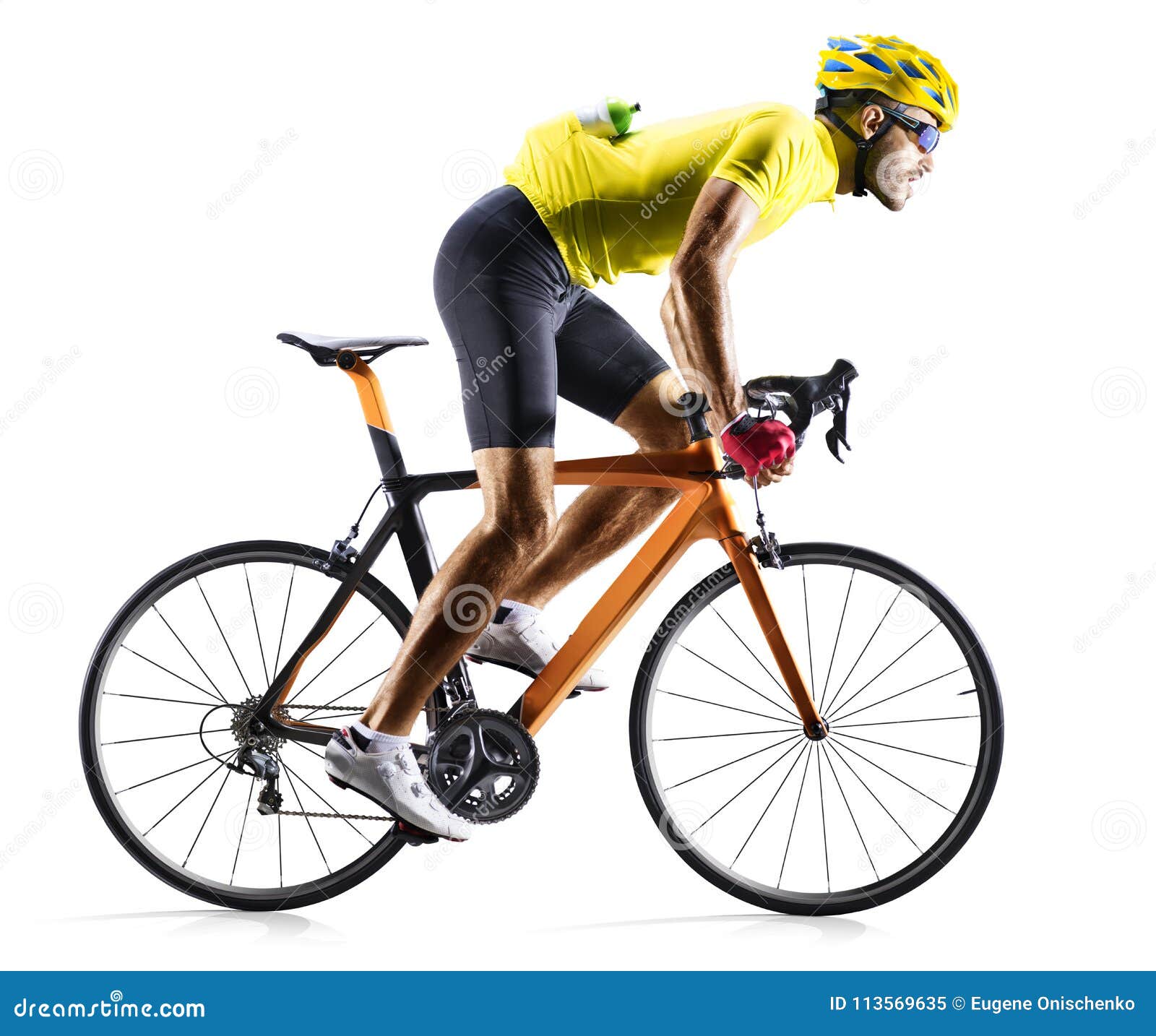 Professinal Road Bicycle Racer Isolated on White Stock Image - Image of ...