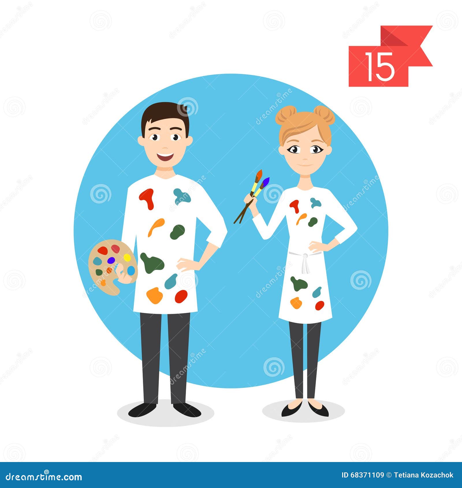 Woman Artist Draw Picture, Character Female Paint Image Isolated On ...