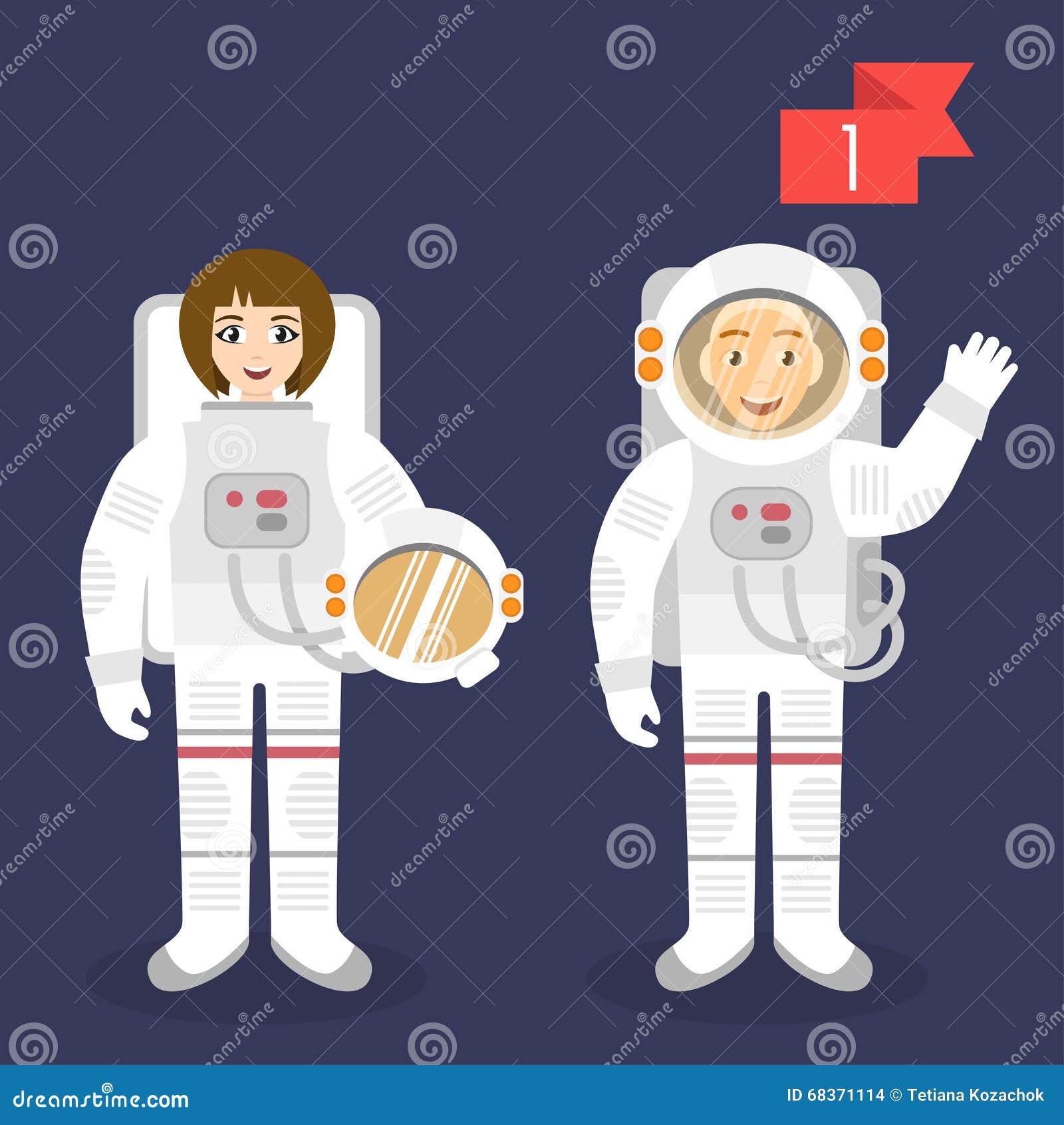 Profession Characters: Man and Woman. Astronaut Stock Vector ...
