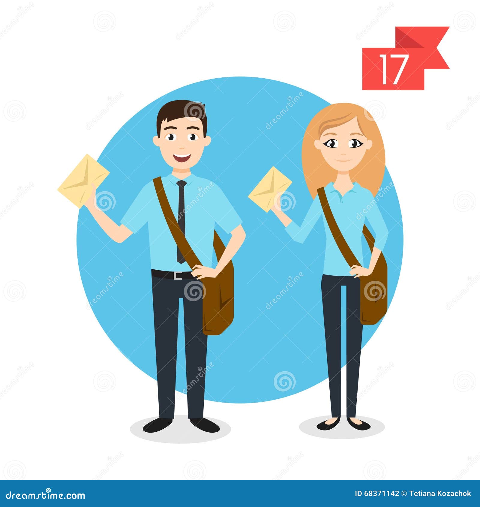 Profession Characters: Man And Woman. Postman Or Mailman. Vector ...