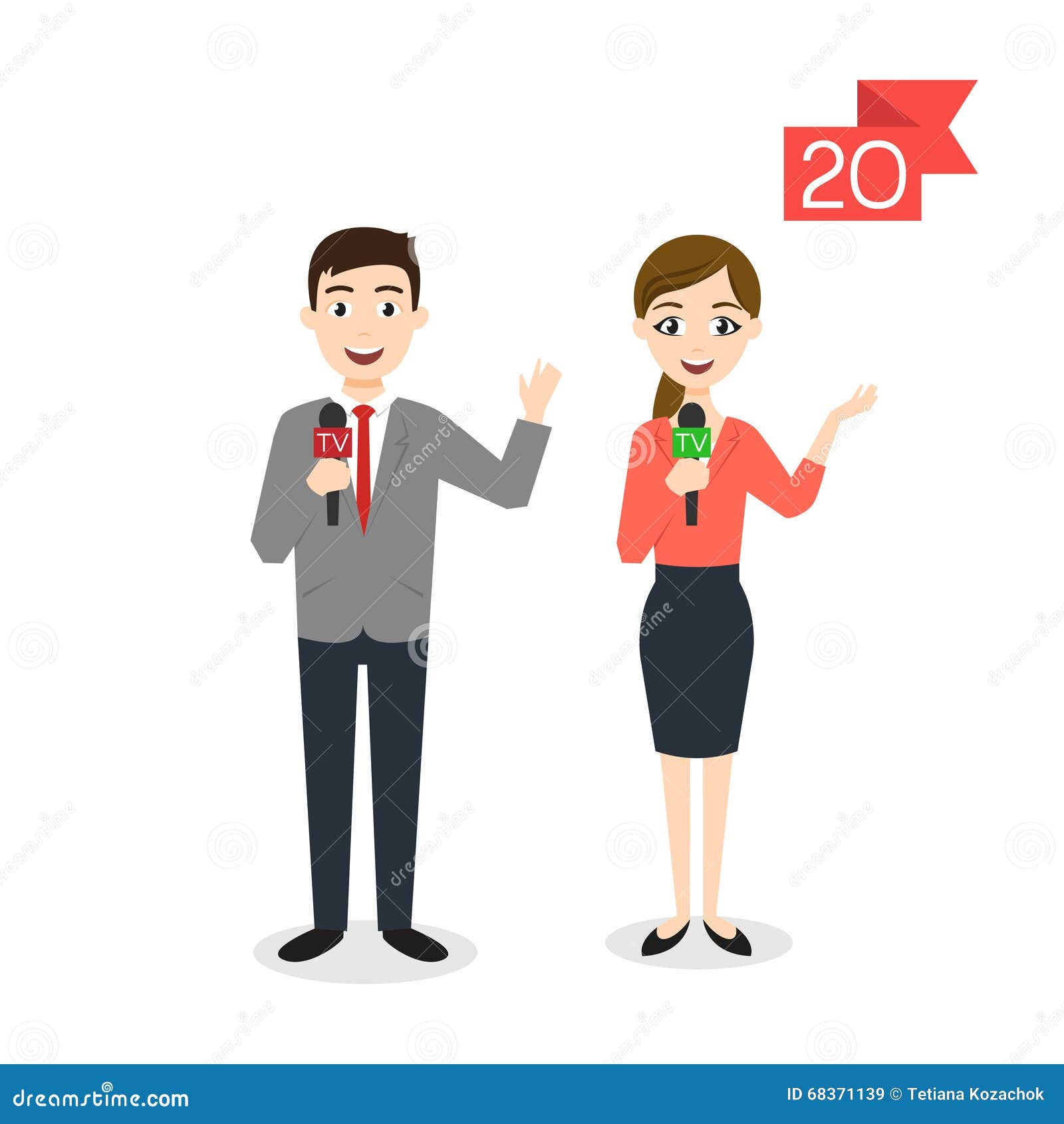 Profession Characters: Man and Woman. Reporter or Journalist Stock ...