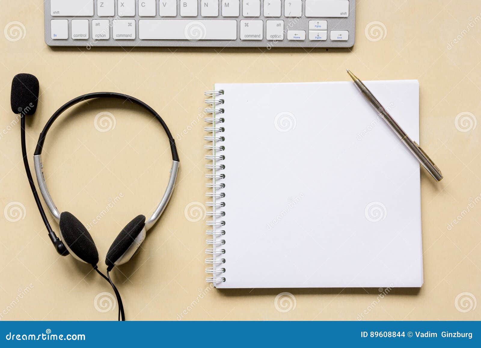 Profession Concept with Headset of Call Center Manager Top View ...