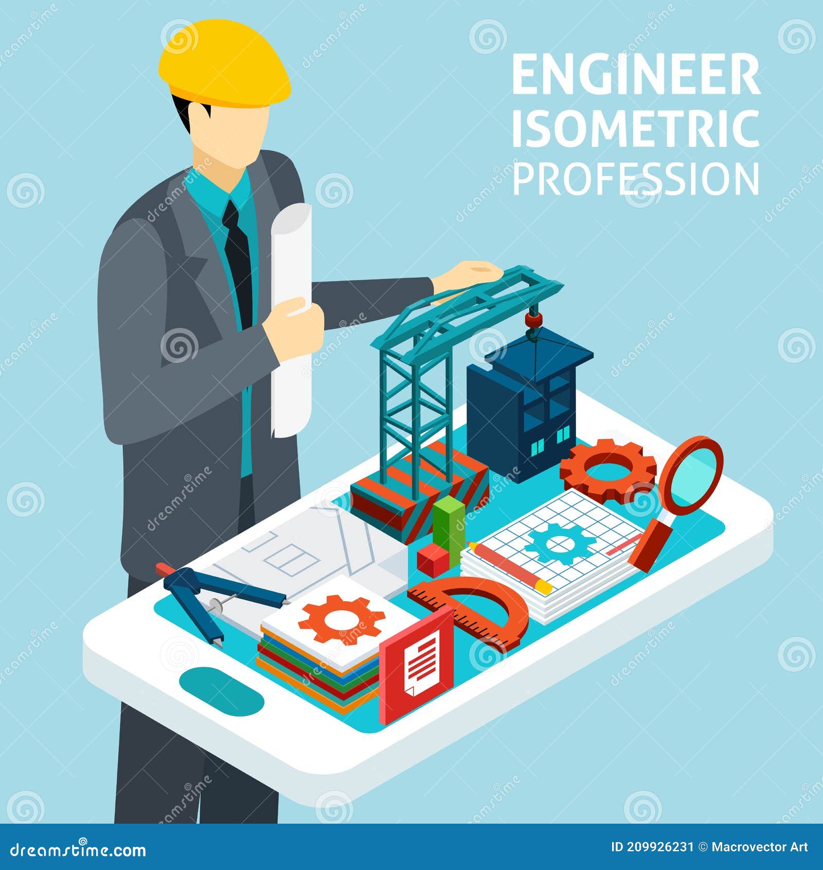 Profession Engineer Concept Isometric Banner Stock Vector ...