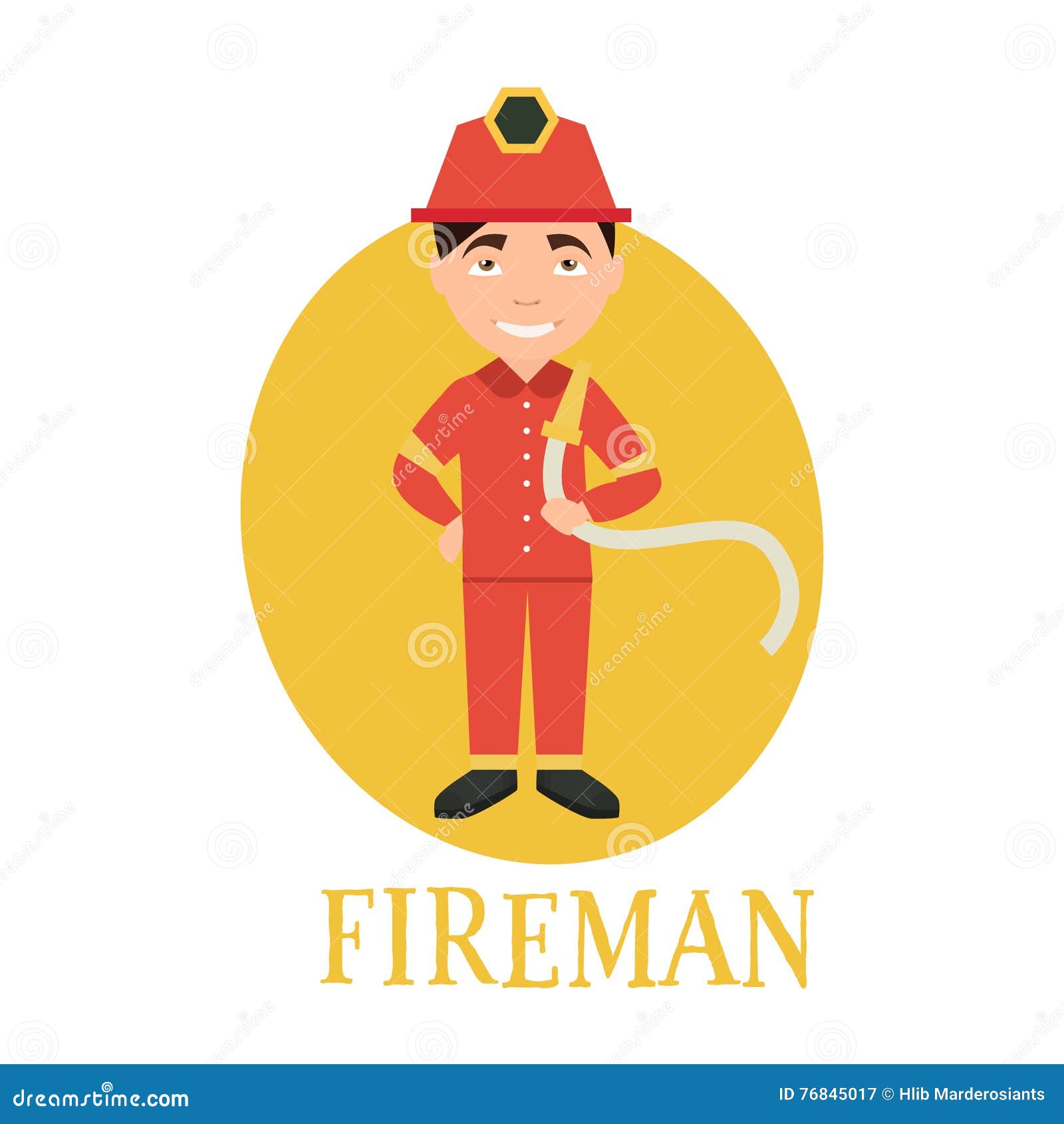 Profession Fireman. Young Man Working As a . Illustration Stock ...