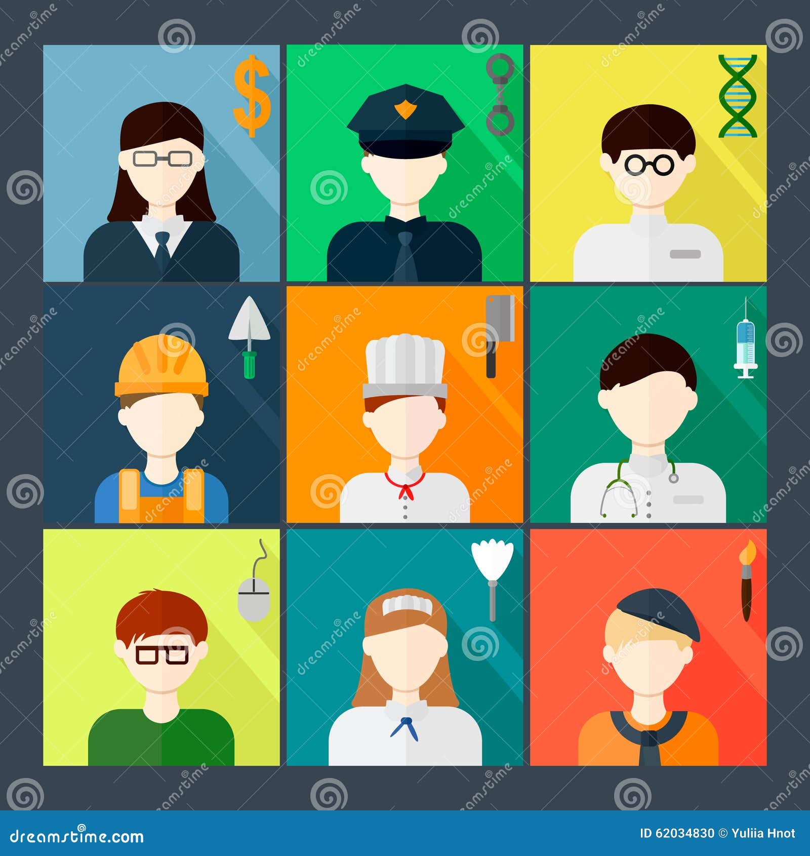 Profession flat icon set stock vector. Illustration of businessman ...