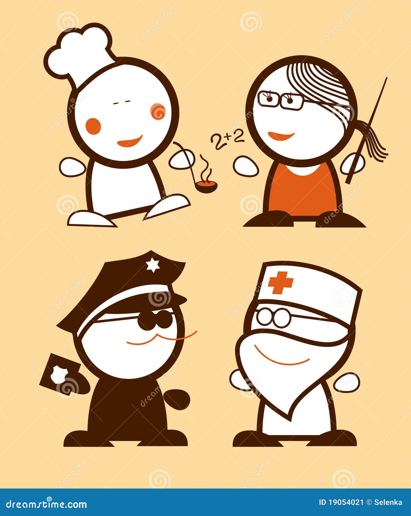 Profession funny peoples. stock vector. Illustration of career - 19054021