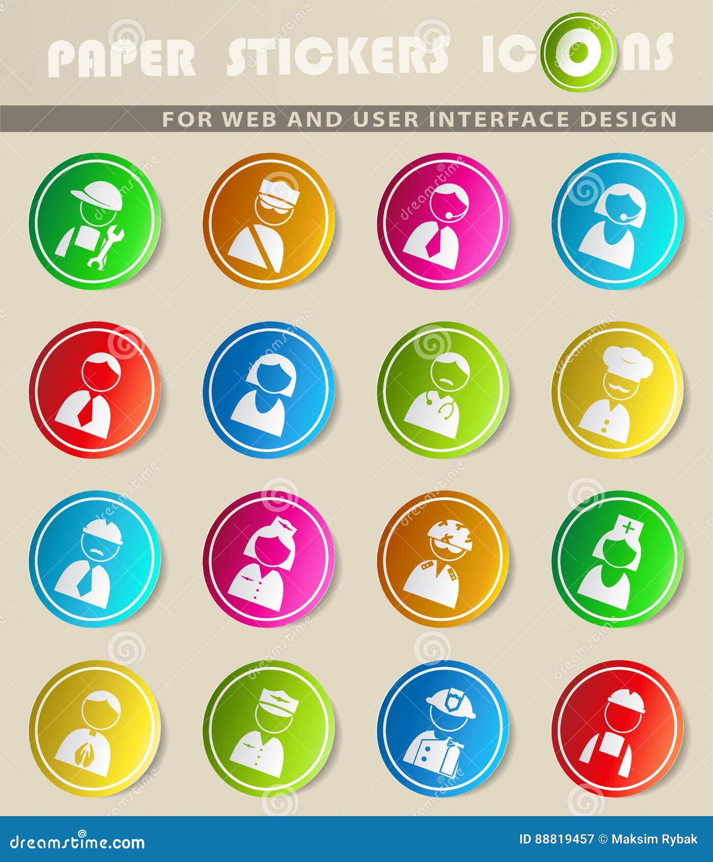 Profession icon set stock illustration. Illustration of soldier - 88819457