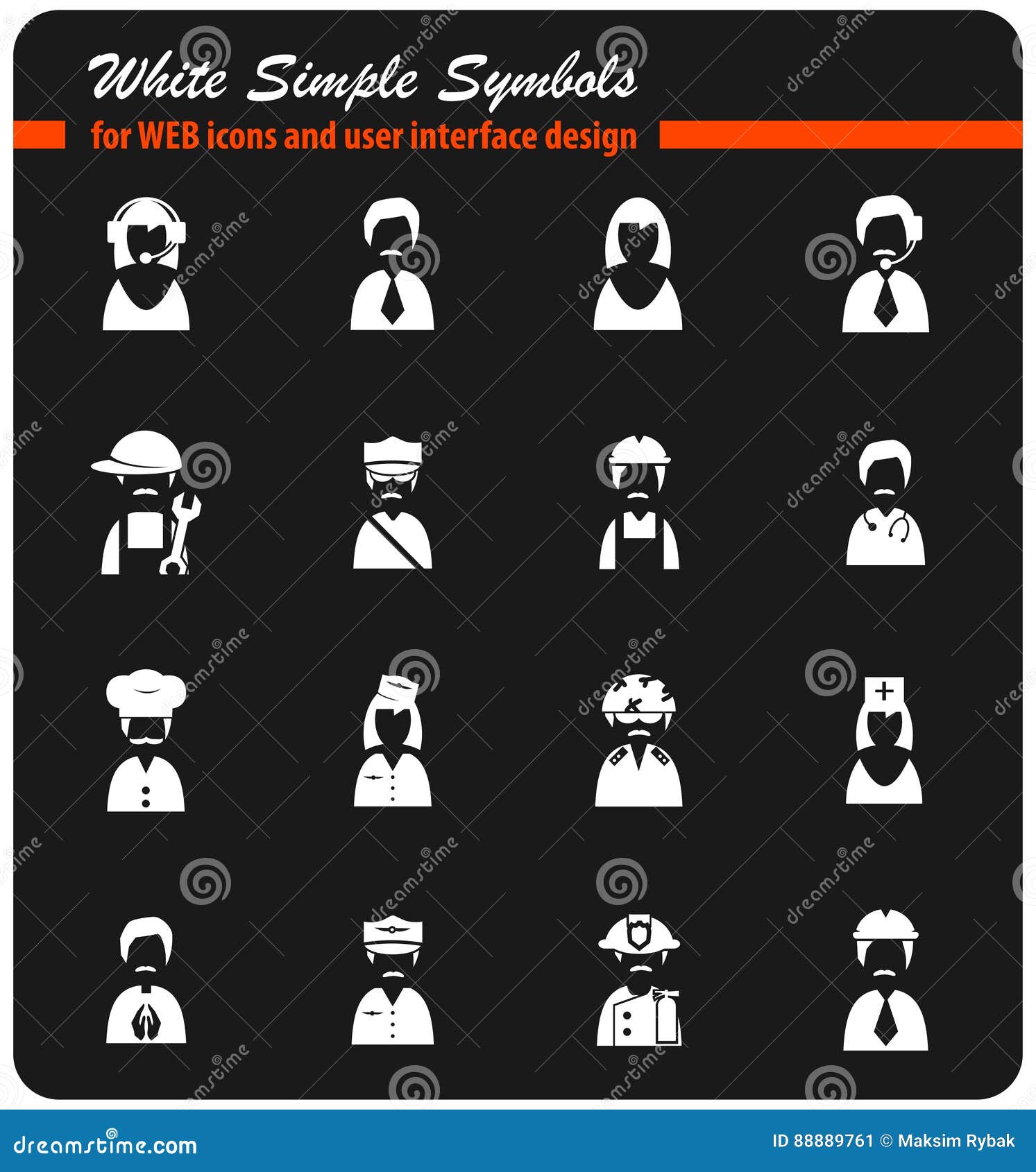 Profession icon set stock illustration. Illustration of user - 88889761