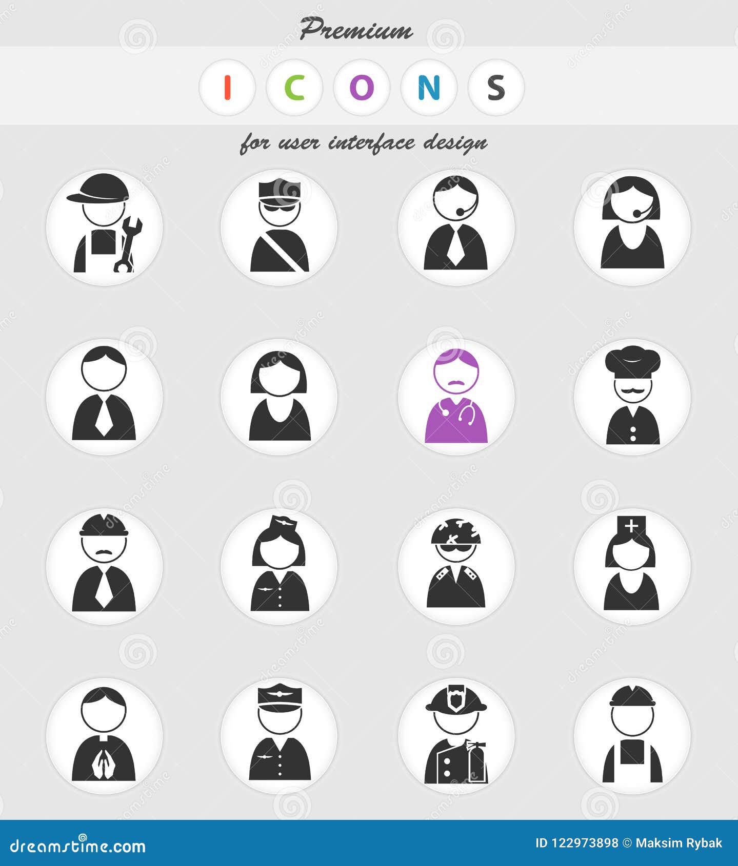 Profession icon set stock vector. Illustration of pilot - 122973898