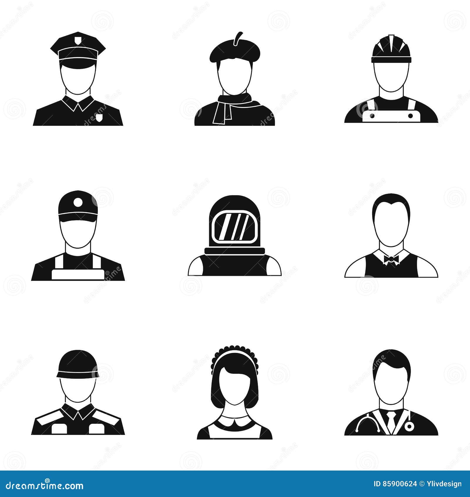 Profession Icons Set, Simple Style Stock Vector - Illustration of ...