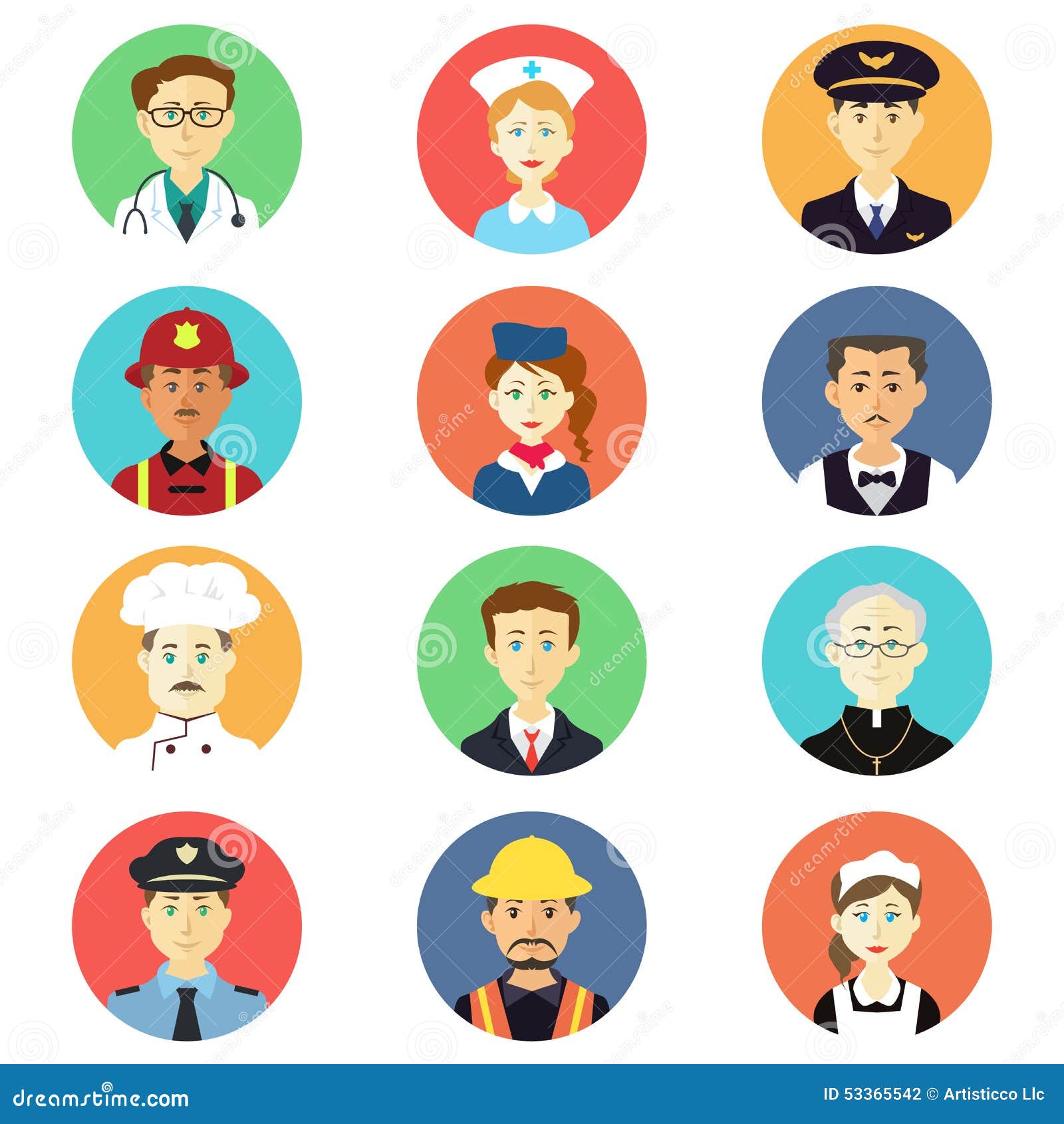 Profession icons stock vector. Illustration of chef, isolated - 53365542