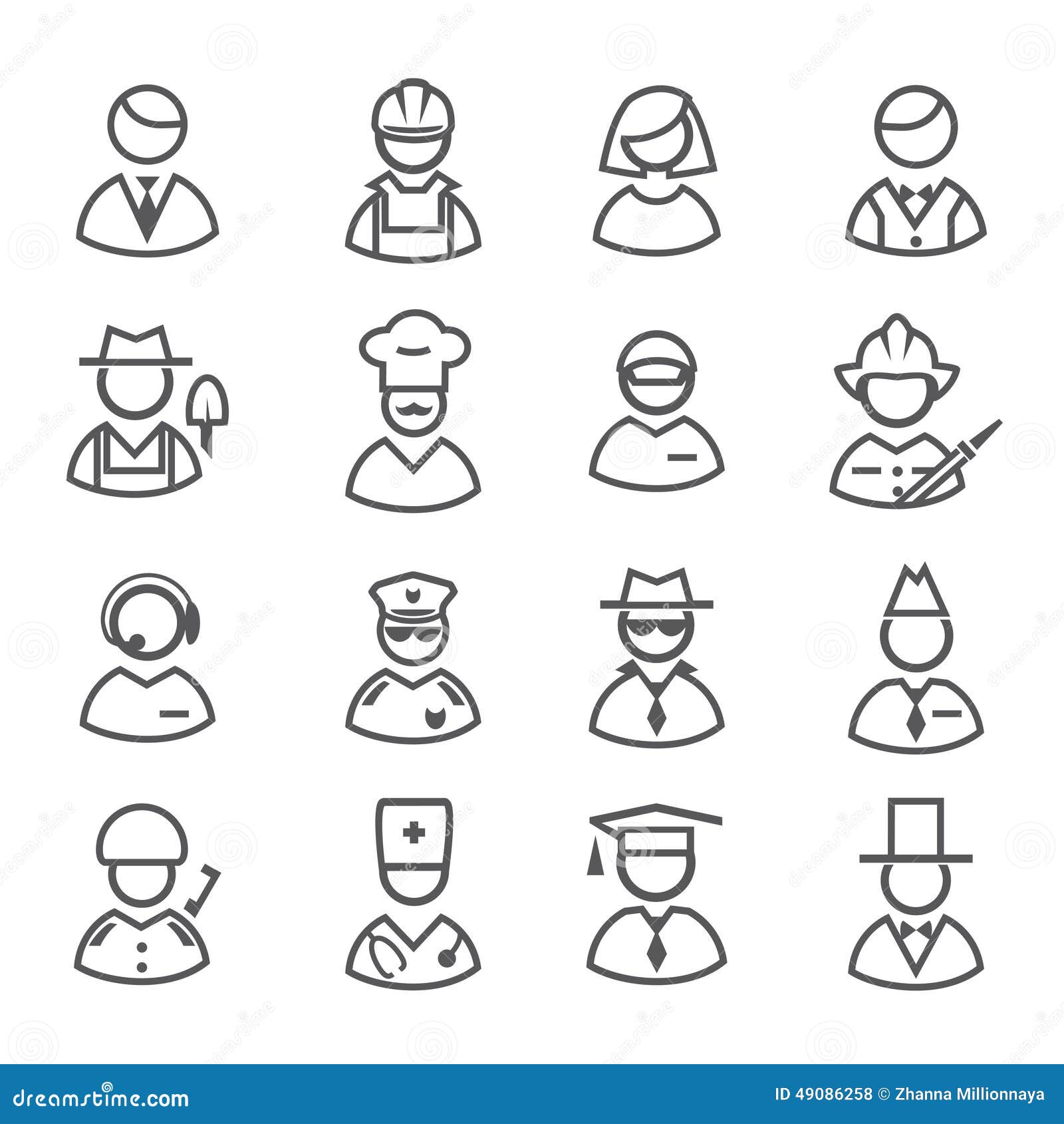Profession Icons Vector Set Stock Vector - Illustration of captain ...