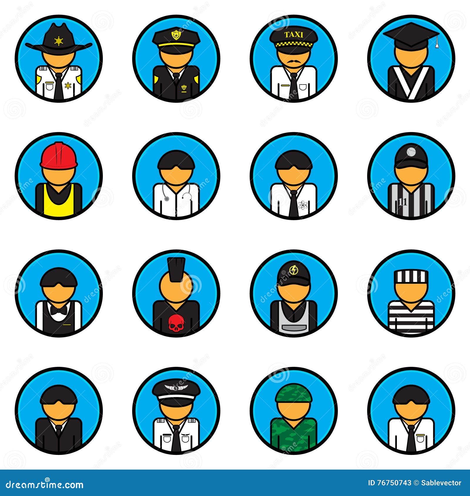 Profession Icons Vector Set. Avatar. Character Symbol. Flat Style. for ...