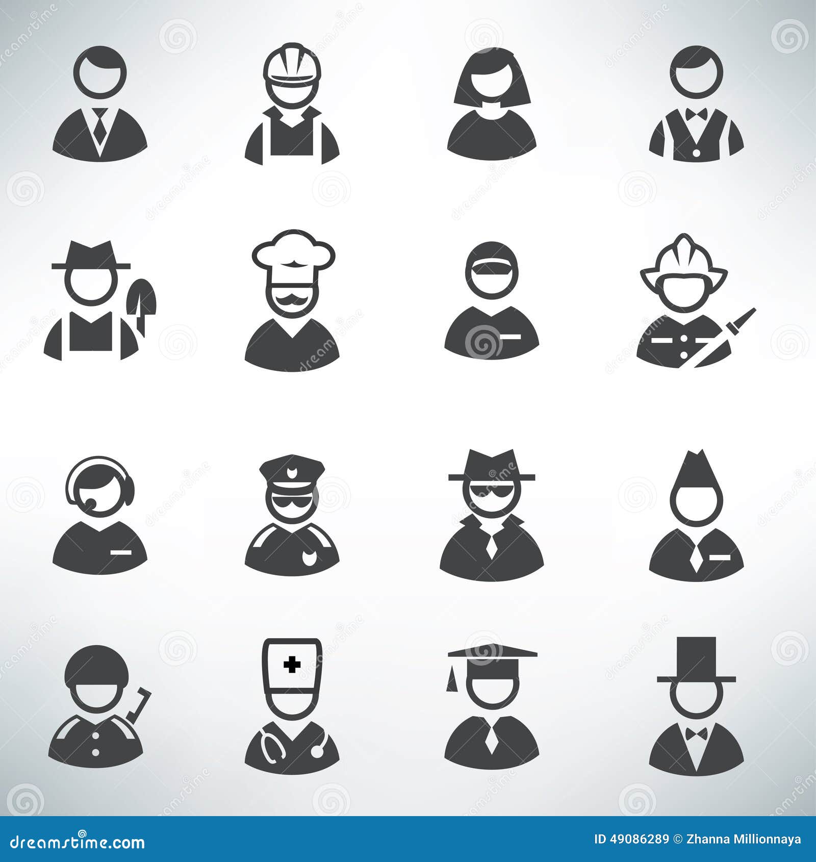 Profession Icons Vector Set Stock Vector - Illustration of head, farmer ...