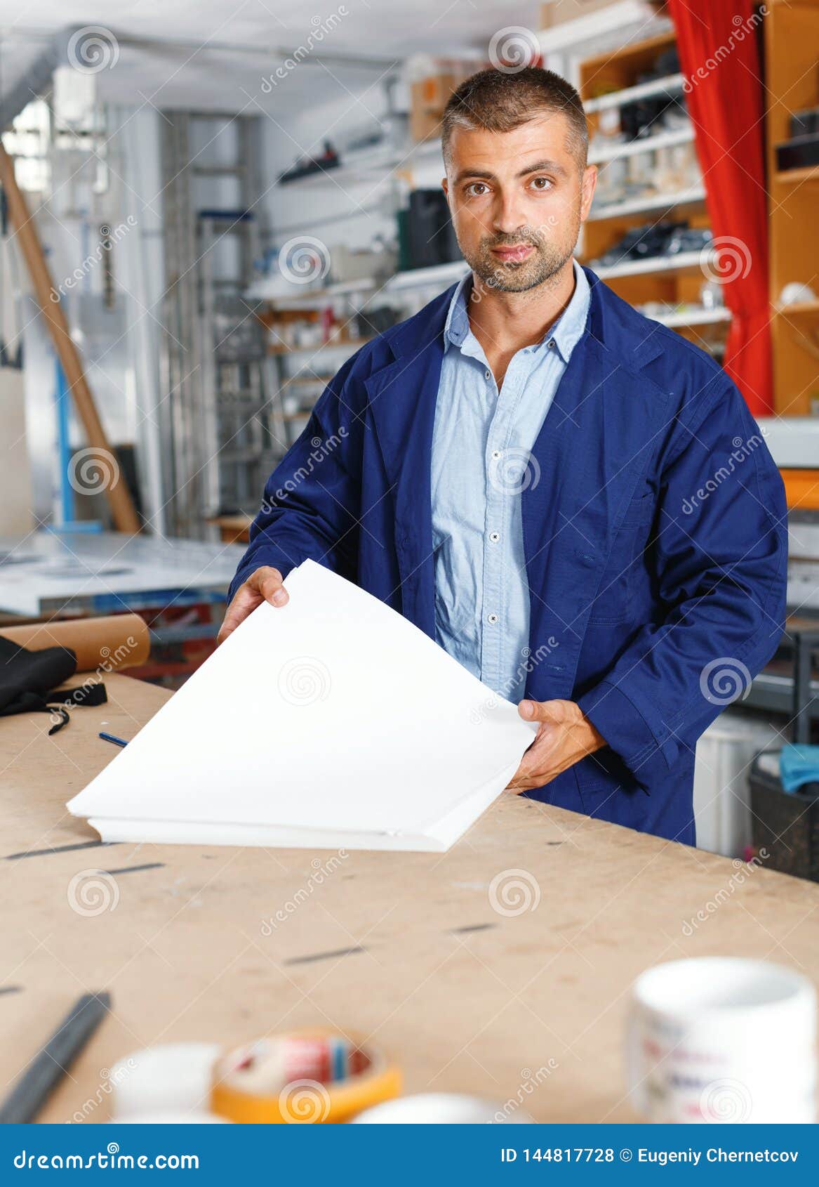 Profession,job,people,workman in Special Clothes with Paper Stock Photo ...