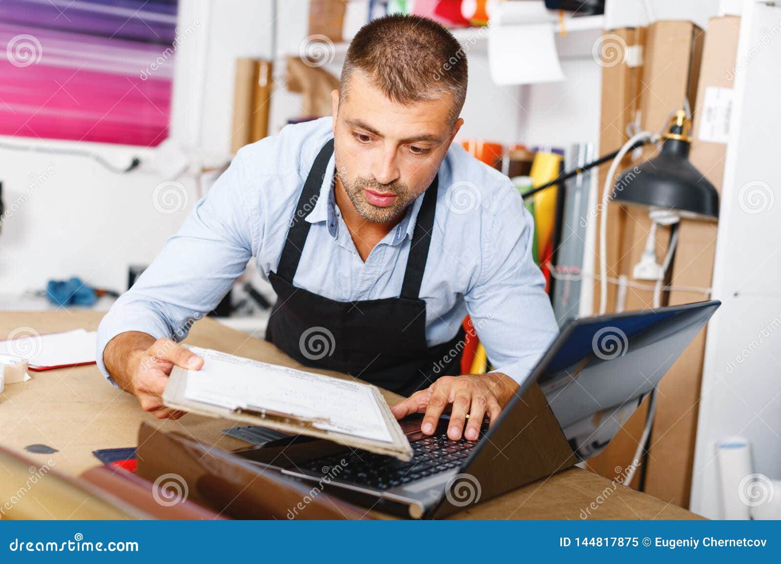Profession,job,people,workman in Special Clothes with Paper Stock Image ...