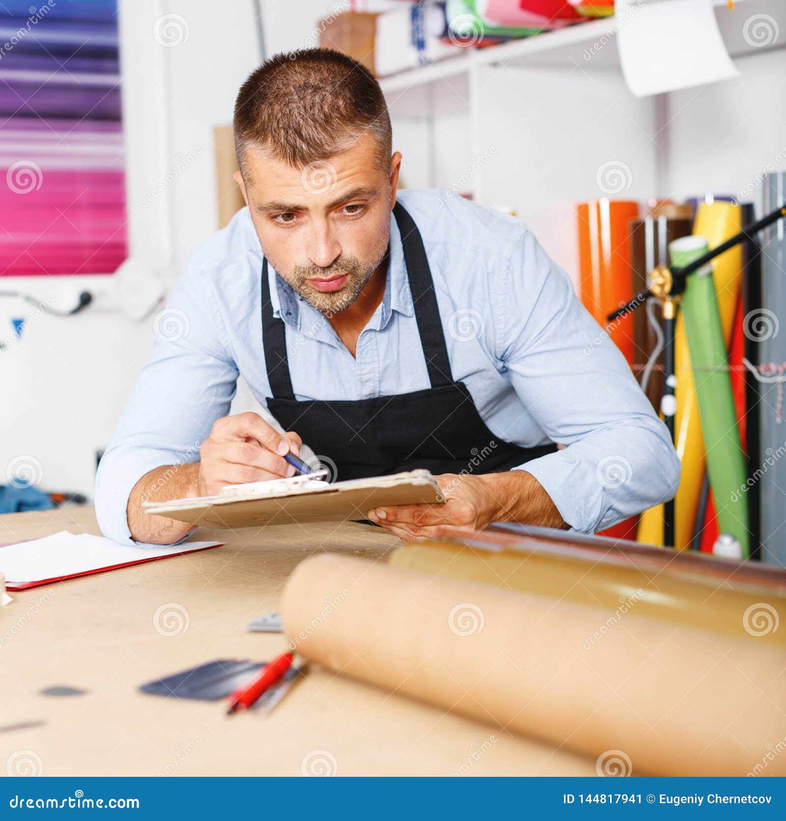 Profession,job,people,workman in Special Clothes with Paper Stock Image ...