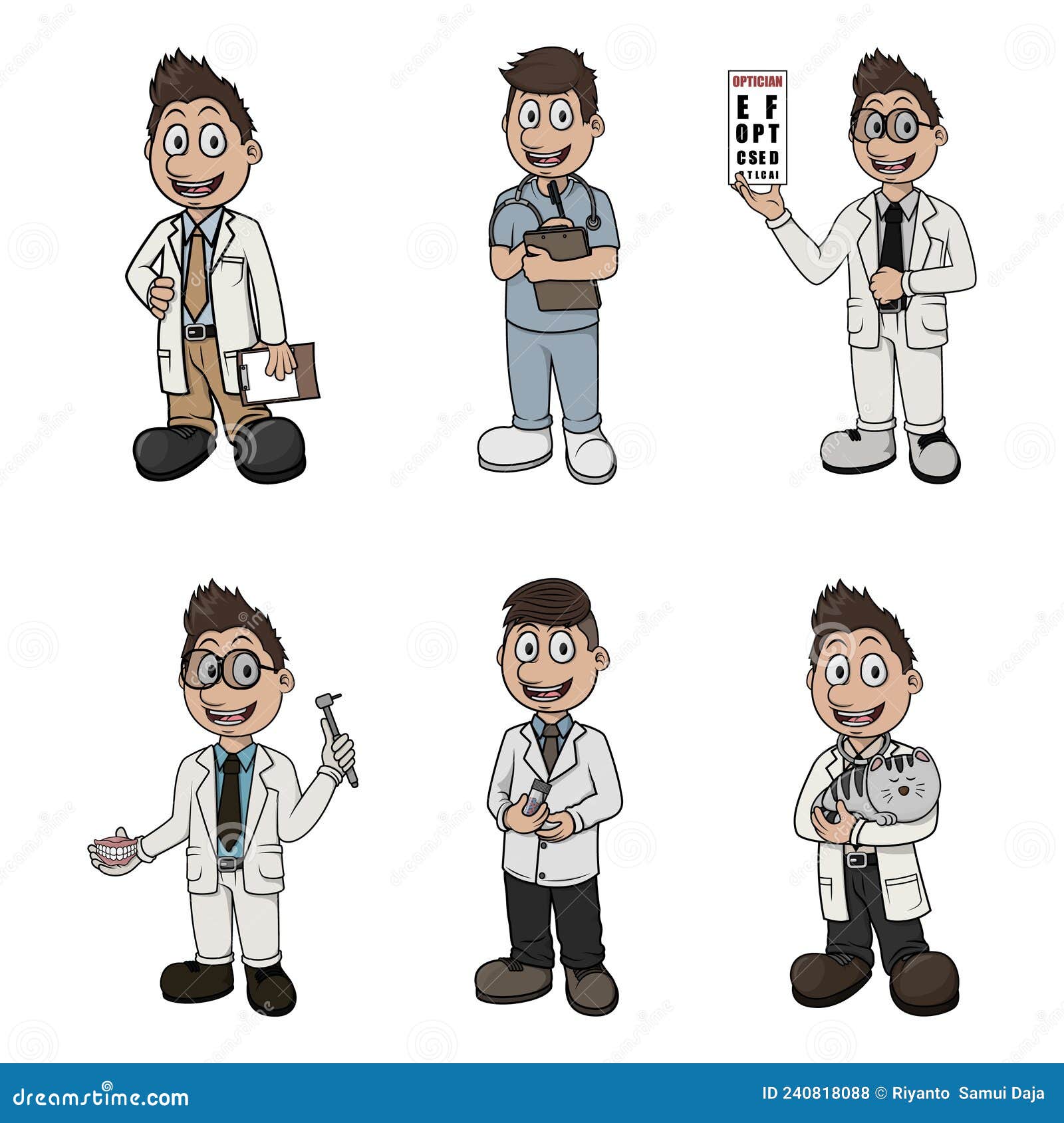 Profession Man Collection Color Illustration Stock Vector ...