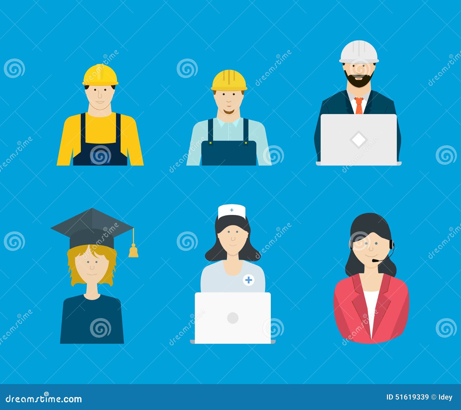 Profession, Occupation Icons Stock Vector - Illustration of flat ...