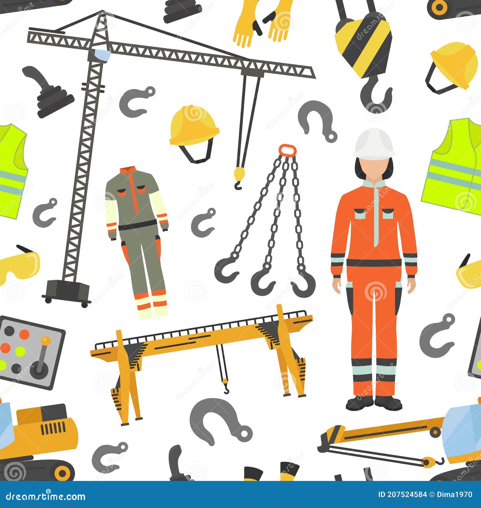 Profession and Occupation Set. Crane Operator Tools and Equipment Stock ...