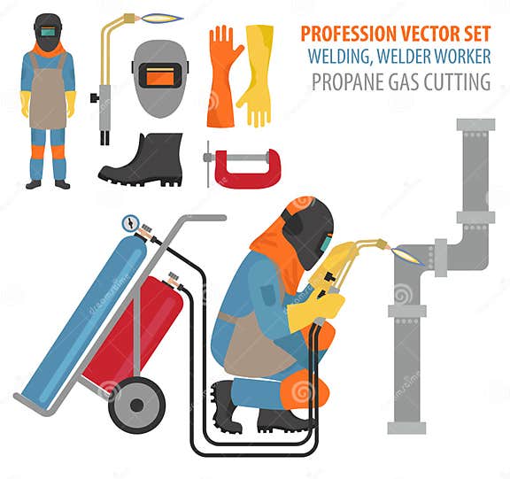 Profession And Occupation Set Metal Welding Equipment Gas Cutting