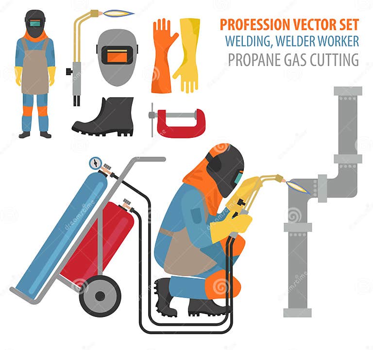 Profession And Occupation Set Metal Welding Equipment Gas Cutting