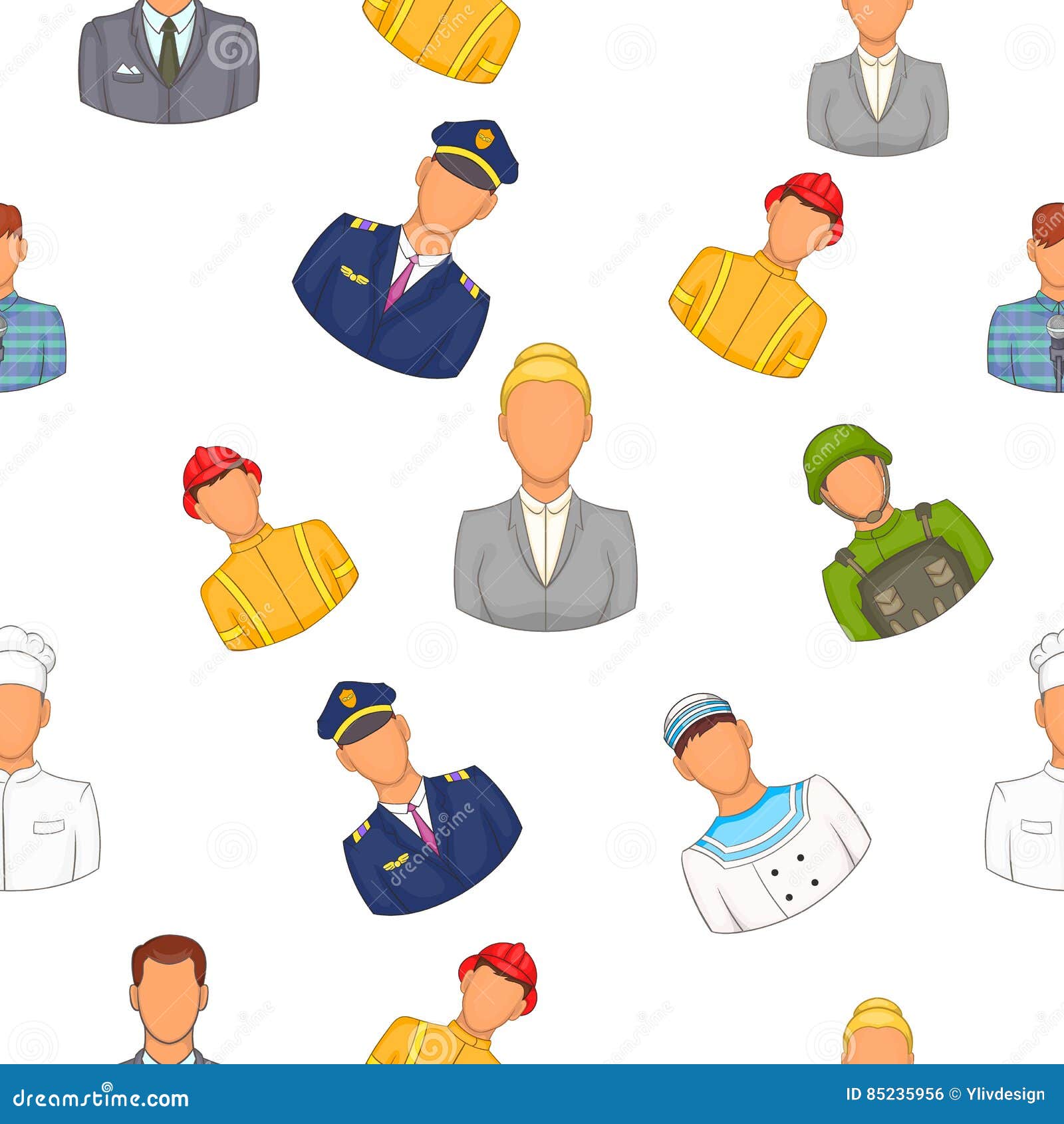 Profession Pattern, Cartoon Style Stock Vector - Illustration of ...
