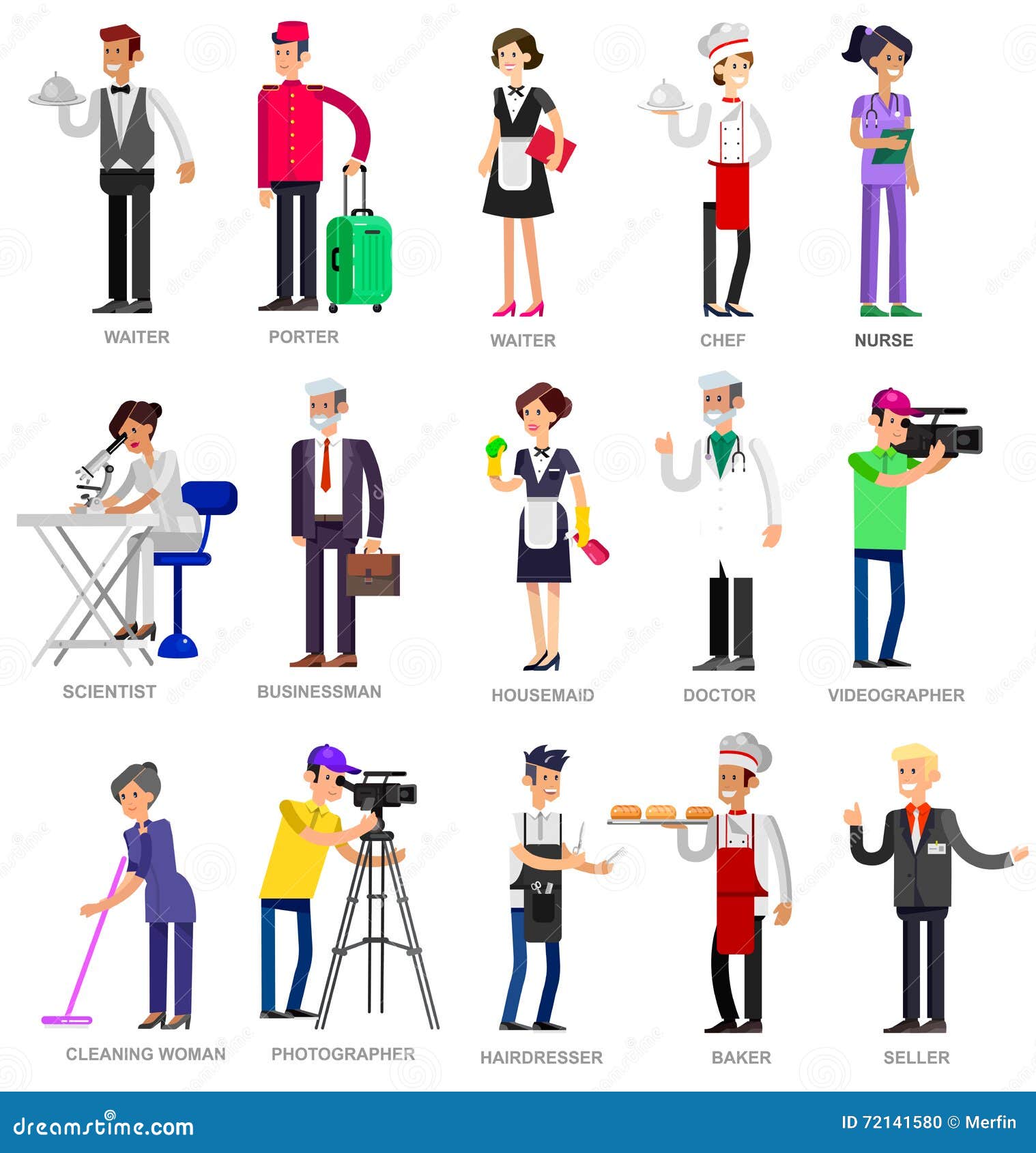 Profession People. Detailed Character Stock Vector - Illustration of ...