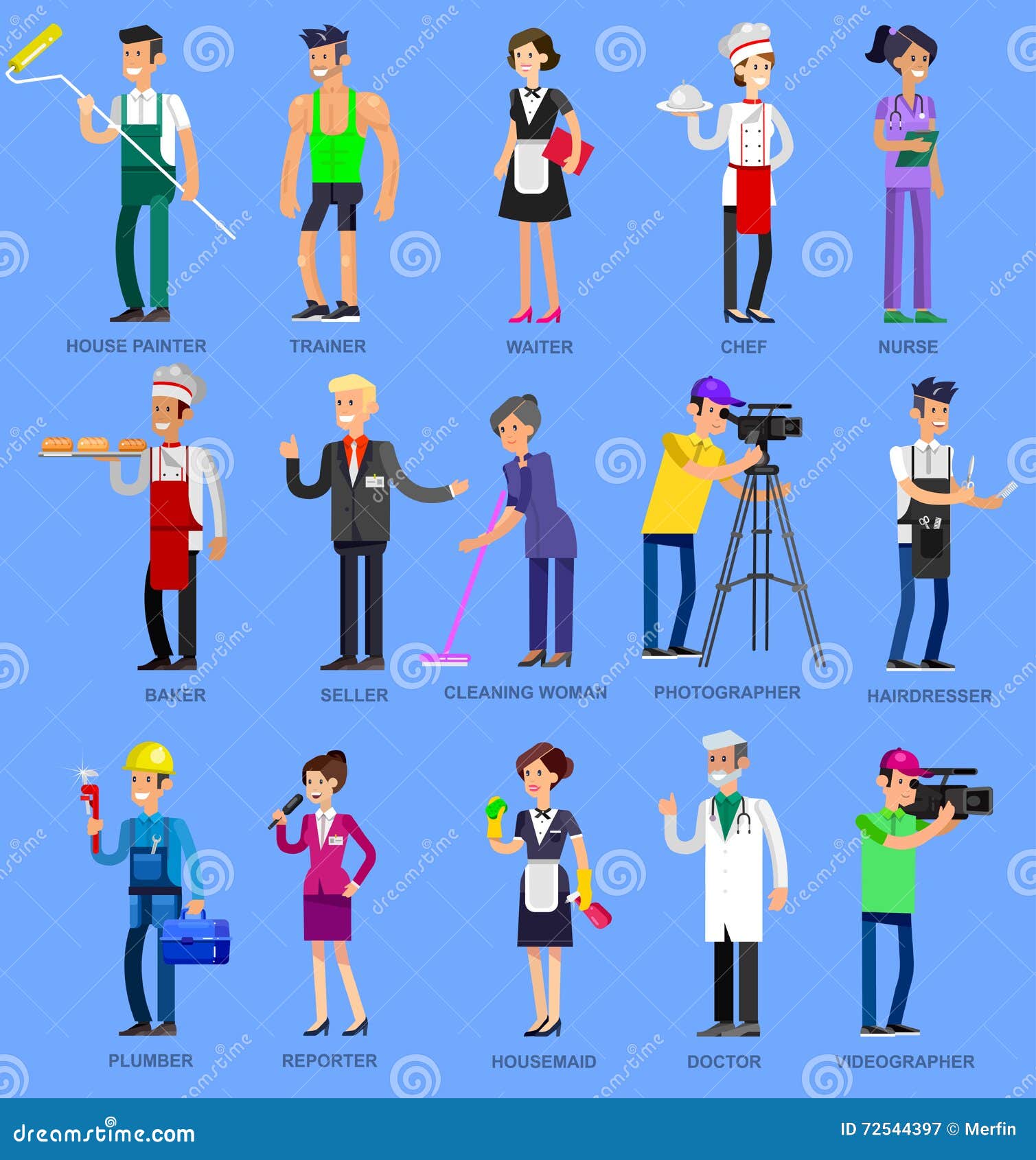 Profession People. Detailed Character Stock Vector - Illustration of ...