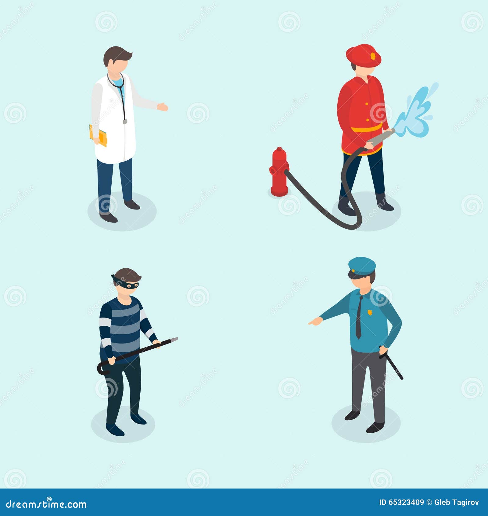 Profession People. Doctor, Fireman, Policeman Stock Vector ...